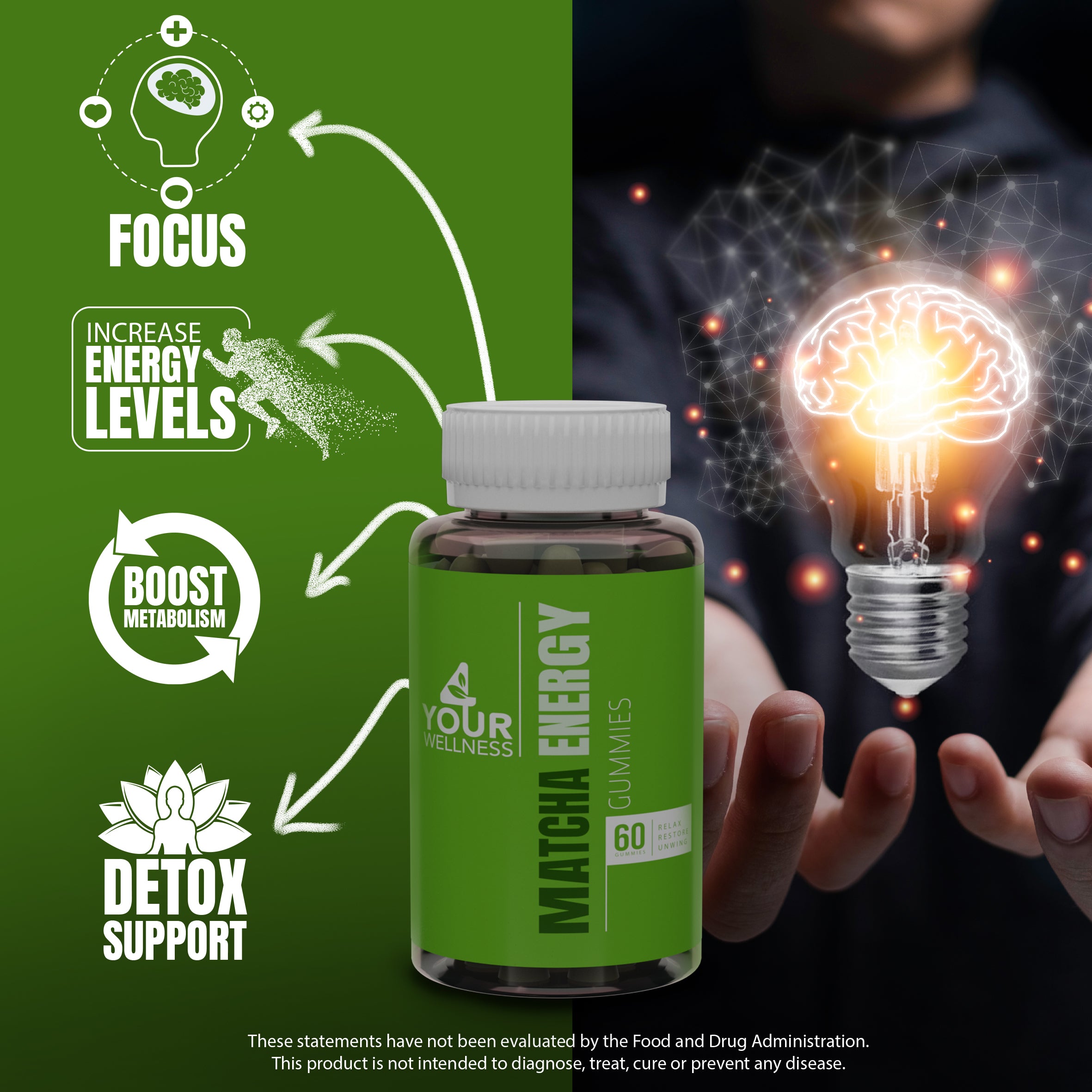 Matcha Energy Gummies | Natural Energy Boost | 4YourWellness – 4ywellness
